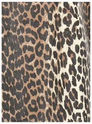 GANNI Leopard Print Denim Mini Dress - Multicolor