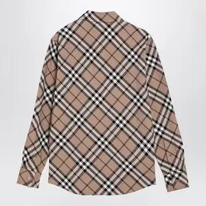 Burberry Check Pattern Wool Blend Shirt - Cream