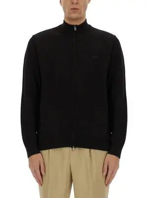 BOSS Zip-up Cotton Shirt - Black