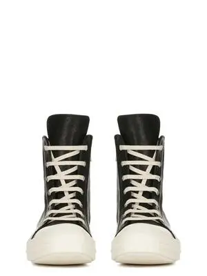 Rick Owens Leather Sneakers - Black