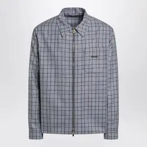 Versace Light Blue Zip-up Checked Shirt - Multicolor