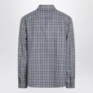 Versace Light Blue Zip-up Checked Shirt - Multicolor