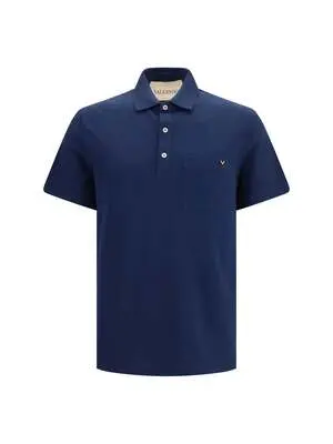 Valentino Garavani Cotton Piqué Polo With Vlogo - Blue