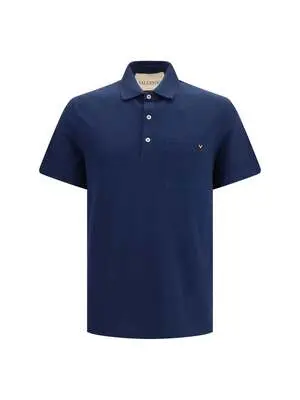 Valentino Garavani Cotton Piqué Polo With Vlogo - Blue