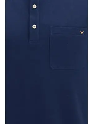 Valentino Garavani Cotton Piqué Polo With Vlogo - Blue