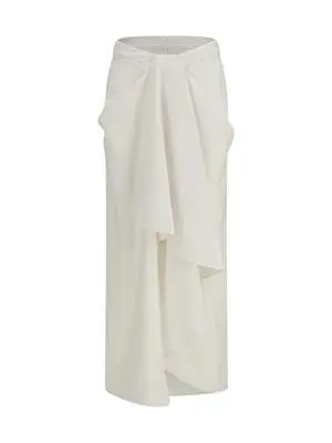 Givenchy Long Draped Wool And Mohair Skirt - White