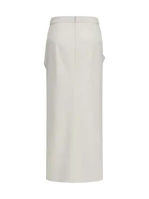 Givenchy Long Draped Wool And Mohair Skirt - White