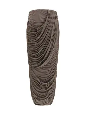 Magda Butrym Draped Silk Midi Skirt - Brown