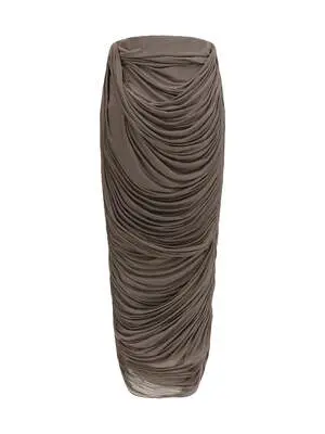 Magda Butrym Draped Silk Midi Skirt - Brown