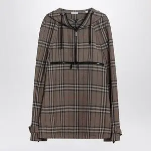 Burberry Half-zip Jacket With Check Pattern In Silk Blend - Brown