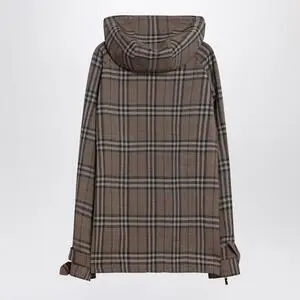 Burberry Half-zip Jacket With Check Pattern In Silk Blend - Brown