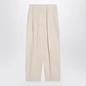 Stella McCartney Wide Butter-coloured Pants In Linen Blend - White