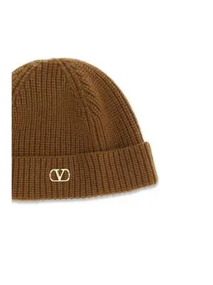 Valentino Garavani Cashmere Vlogo Beanie - Brown