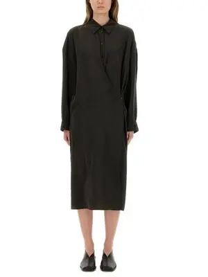 LEMAIRE Straight Collar Twisted Dress - Brown