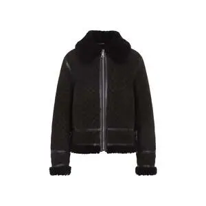 Gucci Guggi Gg Shearling Jacket - Brown
