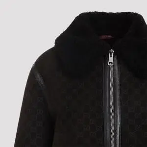 Gucci Guggi Gg Shearling Jacket