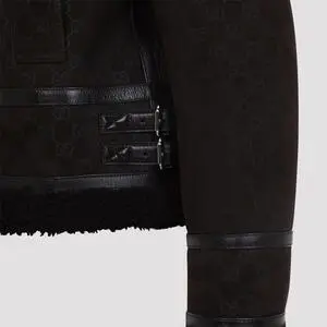 Gucci Guggi Gg Shearling Jacket