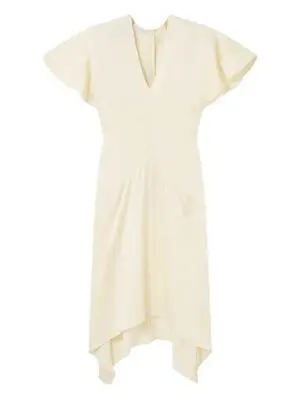 Stella McCartney Satin Midi Dress With V-neck And Short Sleeves - Multicolor
