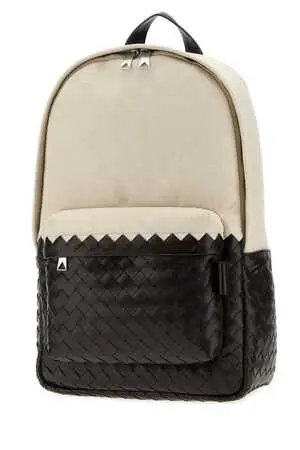 Bottega Veneta Two-tone Canvas And Leather Intrecciato Backpack