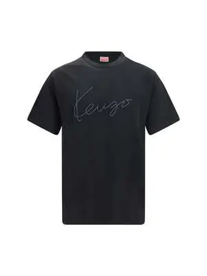 Kenzo Embroidered Signature Cotton T-shirt - Black