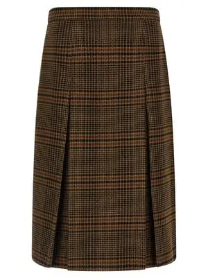Saint Laurent Prince Of Wales Skirt - Brown