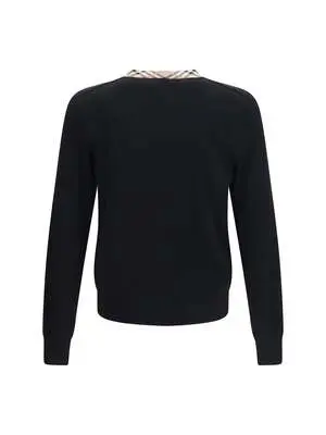 Burberry Check Trim Wool Sweater - Black