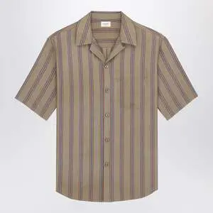 Saint Laurent Boxy Short-sleeve Button-up Cupro Shirt - Brown