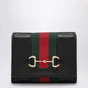 Gucci Small Tri-fold Horsebit Web Wallet - Black