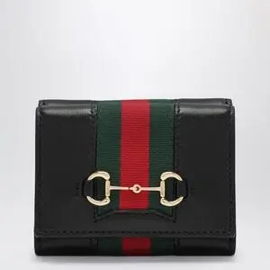 Gucci Small Tri-fold Horsebit Web Wallet - Black