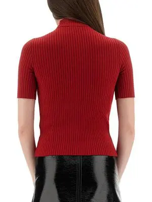 COURREGES Ribbed Knit T-shirt