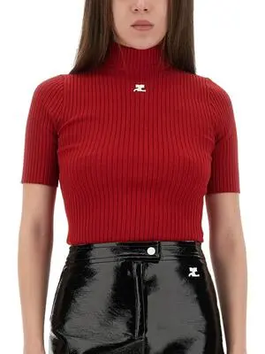 COURREGES Ribbed Knit T-shirt