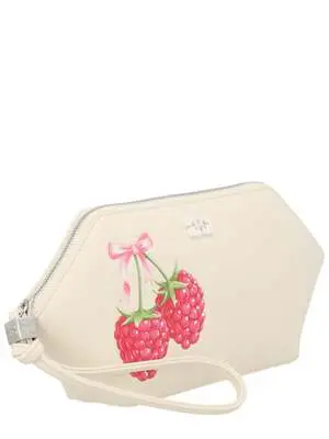 GANNI Raspberry Print Makeup Pouch - Cream