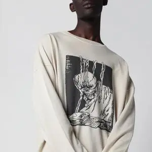 Our Legacy Slack Sweatshirt With Angry Fan Mail Print - Black