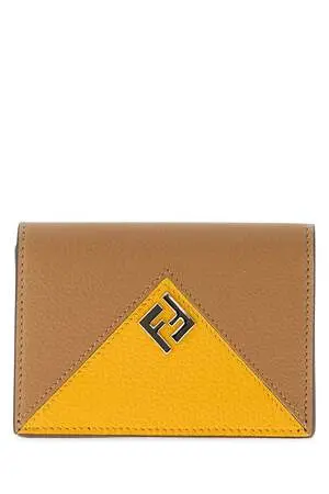 Fendi Beige Leather Card Holder - Brown