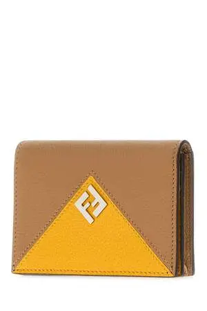 Fendi Beige Leather Card Holder - Brown