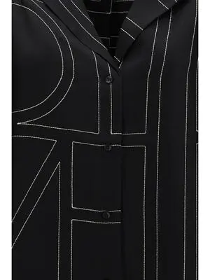 TOTEME Monogram Silk Shirt - Black