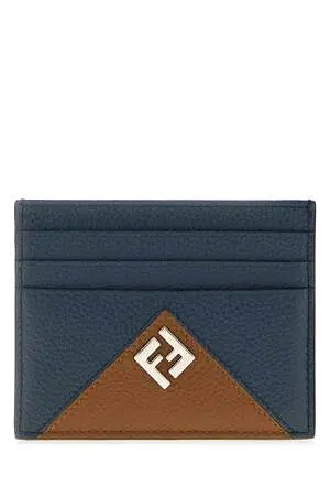 Fendi Navy Leather Card Holder - Blue