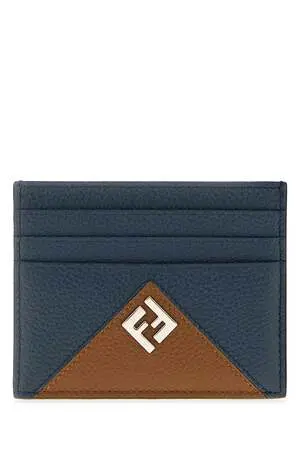 Fendi Navy Leather Card Holder - Blue