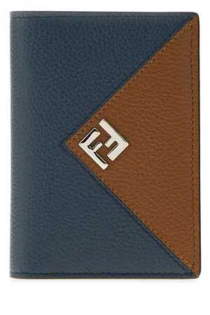 Fendi Navy Leather Card Holder - Blue