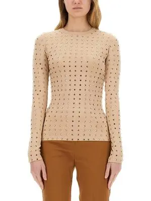 Sportmax Negus Top With Crystals - Cream