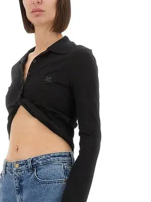 COURREGES Cropped Polo Shirt Twist
