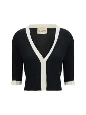 Valentino Garavani Bicolor V-neck Cardigan