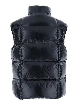 Dsquared2 Black Sleeveless Down Jacket With High Neck And Logo Patch On The Front In Tech Fabric