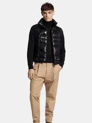 Dsquared2 Black Sleeveless Down Jacket With High Neck And Logo Patch On The Front In Tech Fabric