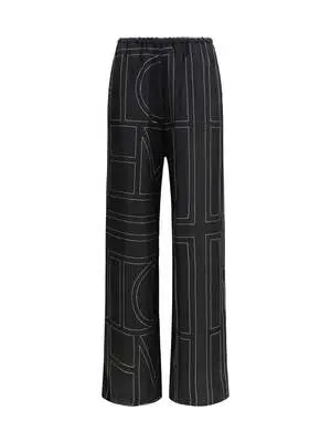 TOTEME Silk Monogram Pants - Black