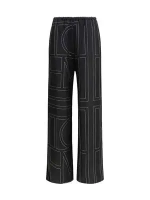 TOTEME Silk Monogram Pants - Black