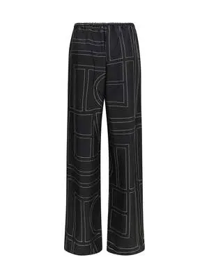 TOTEME Silk Monogram Pants - Black