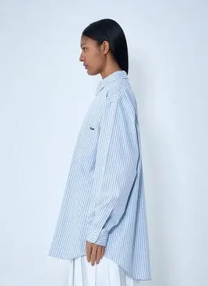 Prada Half-zip Pinstripe Shirt - Blue