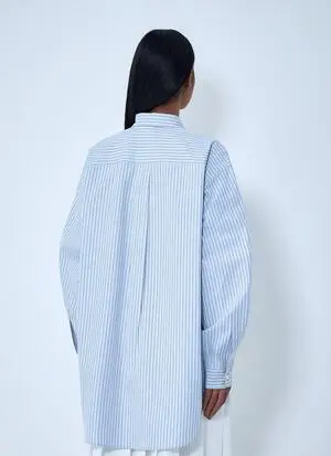 Prada Half-zip Pinstripe Shirt - Blue