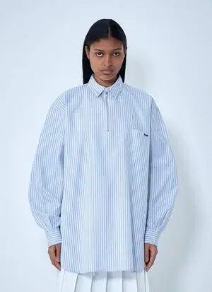 Prada Half-zip Pinstripe Shirt - Blue